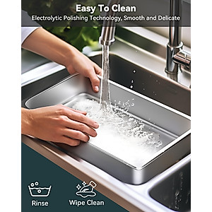 ZeroPone Hotel Pan 6" Deep Steam Table Pan 6 Pack Full Size 20.8" L x 12.8" W Hotel Pan 22 Gauge Stainless Steel Anti Jam Steam Table Pan