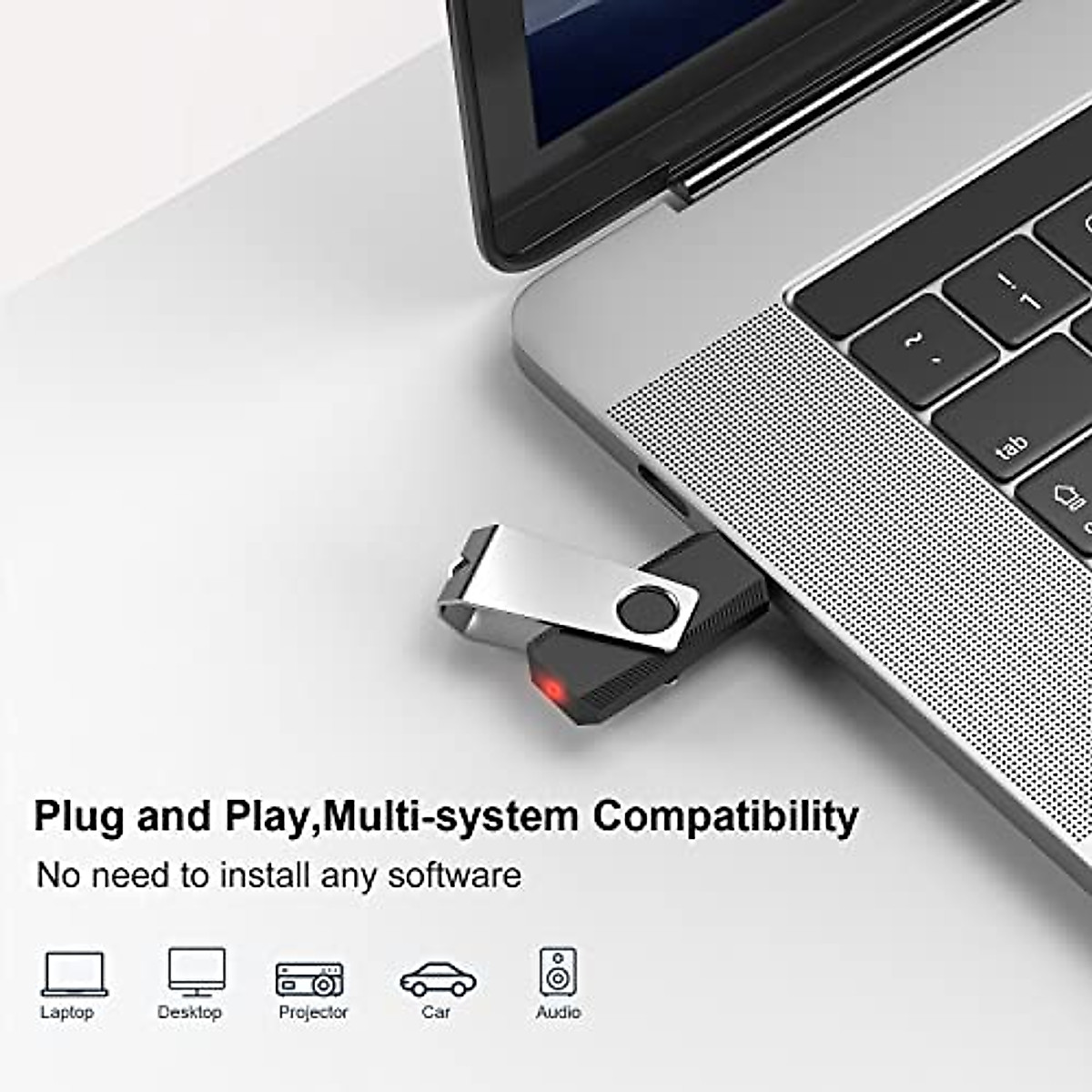 MONGERY 16GB USB Flash Drives 20 Pack Bulk Memory Stick Swivel Thumb Drive Jump Drive with LED Light for Storage and Backup