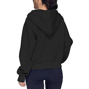 AUTOMET Half Zip Pullover for Women Quarter Zip Sweatshirts Hoodies Casual Cropped Sweaters Fall Outfits Winter Clothes Fashion 2023 Black