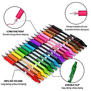 Gel Pens Set 20 Colors Medium Point Colored Pens Retractable Gel Ink Pens with Comfort Grip,Smooth Writing for Journal Notebook Planner in School Office Home by Smart Color Art