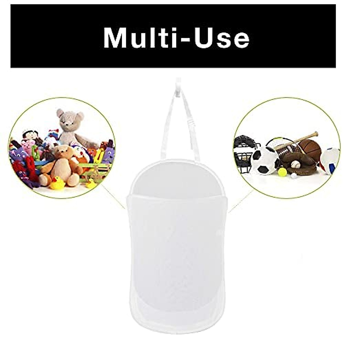 Smart Design Deluxe Mesh Over The Door Pop Up Hamper w/ Hook & Adjustable Strap - VentilAir Mesh Material - for Laundry & Clothes - Home - (Holds 3 Loads) (17 x 28 Inch) [White]