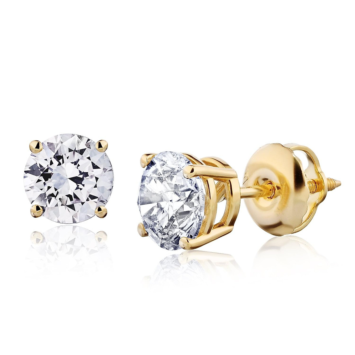 1/2 cttw Natural Diamond Earrings AGS Certified Diamond Stud Earrings for Women 14 Karat White Gold Round Brilliant Shaped Earrings 4 Prong Setting with Screw Back and Post Studs