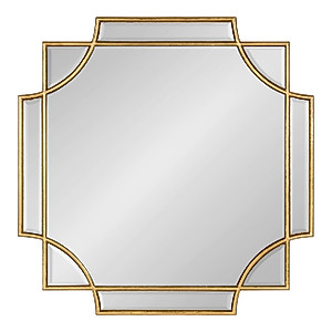 Kate and Laurel Minuette Glam Square Wall Mirror, 24" x 24", Gold, Elegant Traditional Home Decor with A Boho Charm