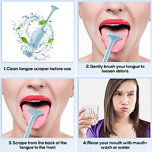 WISHFORU Double-Side Tongue Scraper, Tongue Brush and Cleaner for Men and Women- 4 Pack