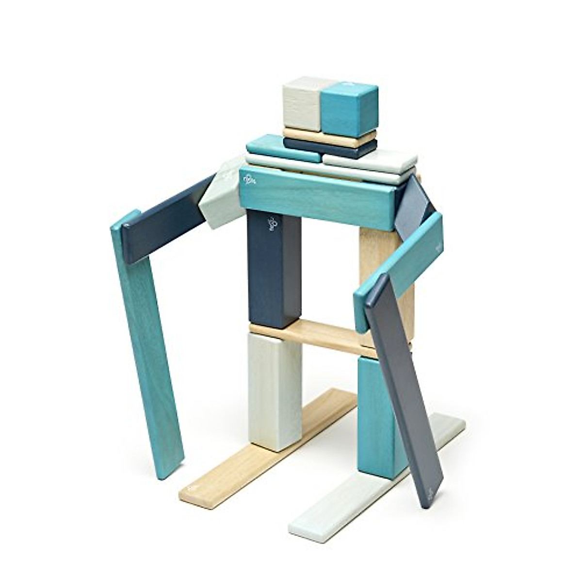 24 Piece Tegu Magnetic Wooden Block Set, Blues, 1-99 years old