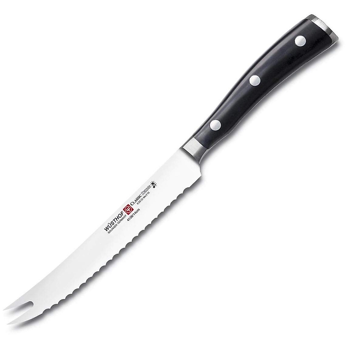 Wüsthof Classic IKON Precision Forged High-Carbon StainlessSteel German Made, 5" Toma, 5" Tomato Knife Full-Tang Handle with Half Bolster