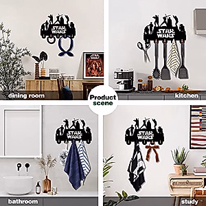 Star Wars Wall-Mounted Key Hooks for Wall, Key Rack Star Wars Key Holder for Wall Decorative with 5 Hooks, Wooden Home Wall Decor for Entryway Hallway