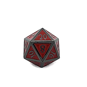 Red Metal D20 F*** Dice Critical Fail F 20 Sided Die Set DND Black Red Gunmetal Color Number for Role Playing Game Dungeons and Dragons D&D Pathfinder Shadowrun and Math Teaching