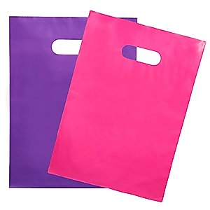 Choice Marts 200 Pink & Purple Merchandise Bags 100 Pink and 100 Purple 9"x12" Bags for Small Business 1.5Mil Thick Glossy Suitable for Retail And Boutiques With Handles