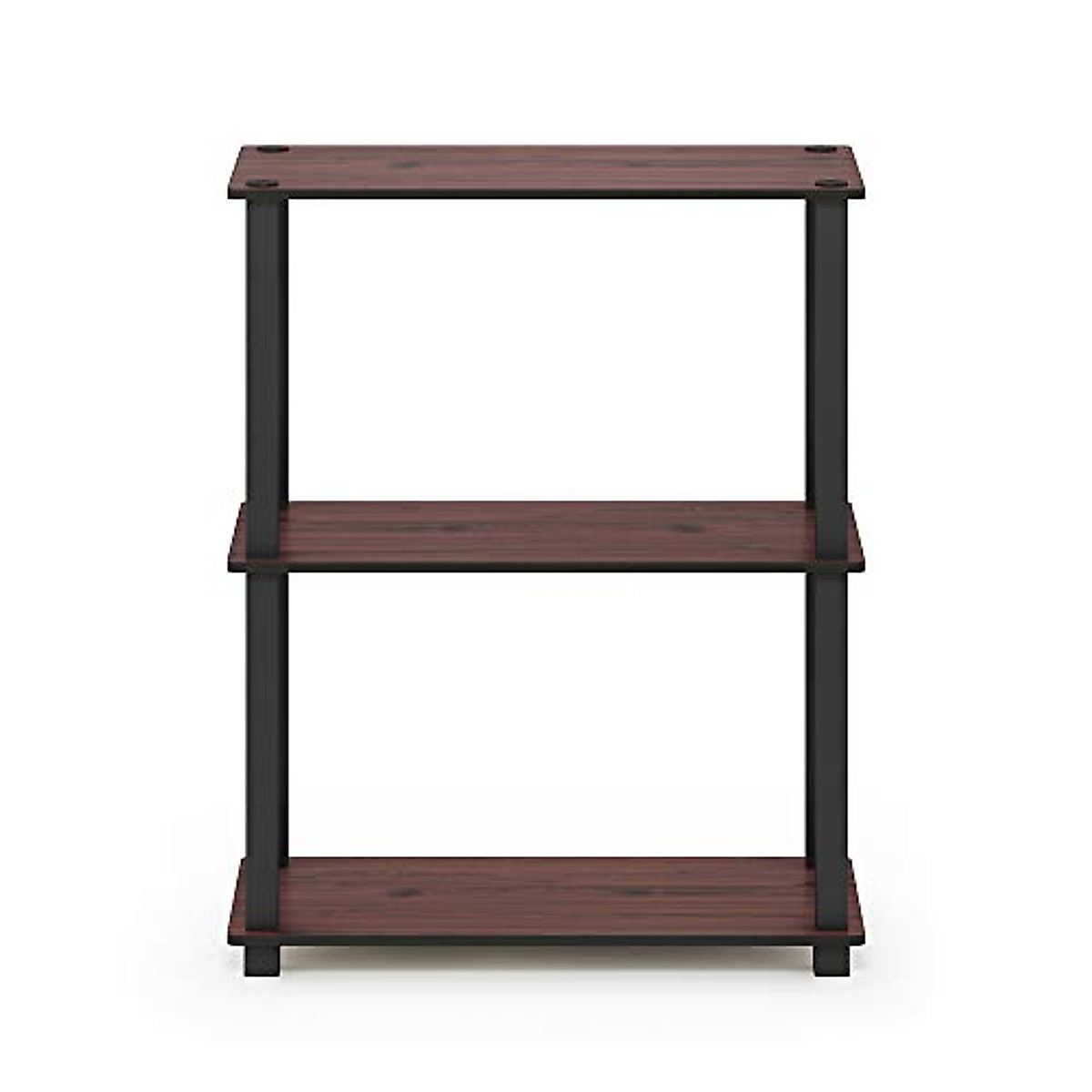 Furinno Turn-S-Tube 3-Tier Compact Multipurpose Shelf Display Rack with Square Tube, Dark Cherry/Black
