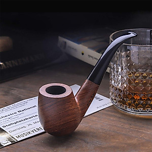 Free Boy Tobacco Pipe Handmade Wooden Bent Tobacco Pipe with Accessories