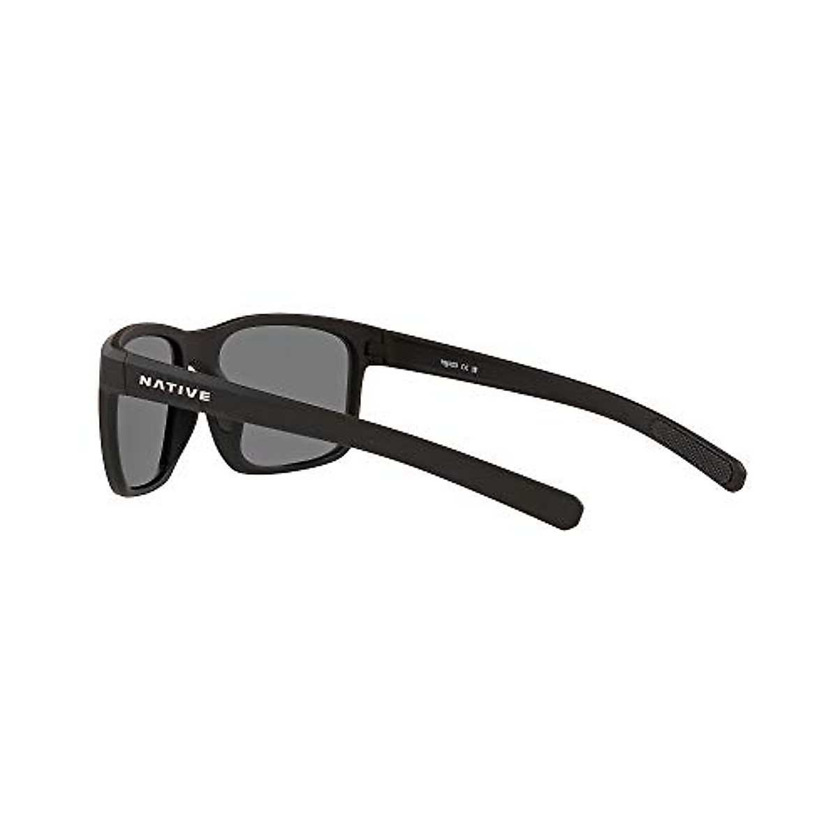 Native Eyewear Wells Polarized Rectangular Sunglasses, Matte Black Crystal/Blue Reflex, 58 mm