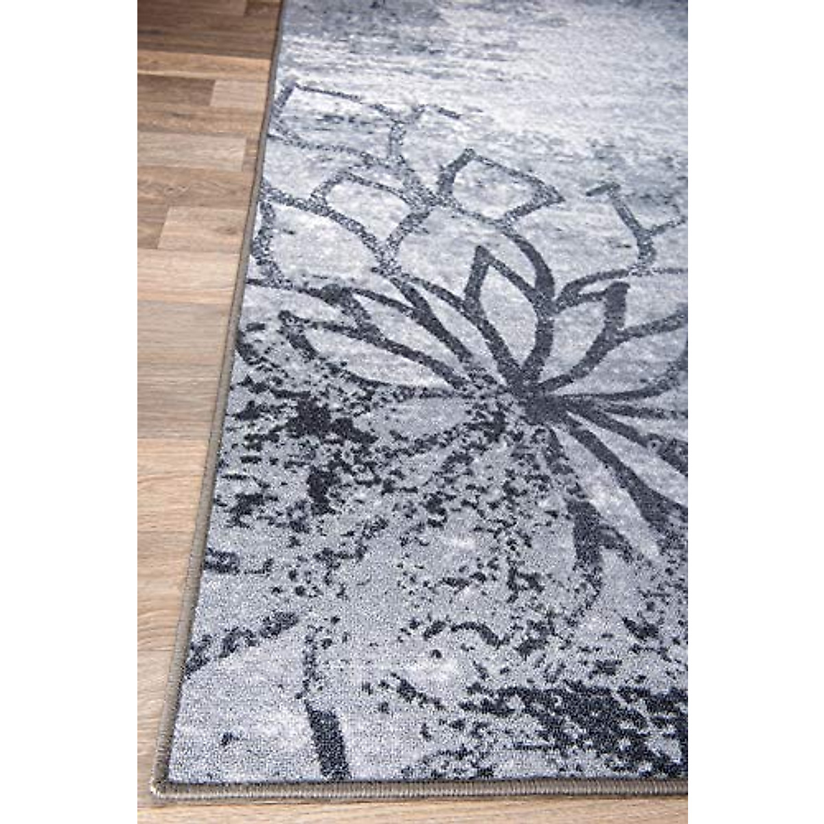 Rugshop Modern Floral Abstract Non Skid (Non Slip) Area Rug 7'10" x 10' Gray