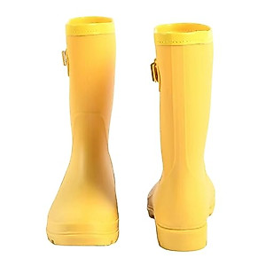 Fubotao Women's Mid Calf Rain Boots Waterproof Fashion Garden Shoes Anti-slipping Rainboots For Women Comfortable Insole Light Rain Shoes