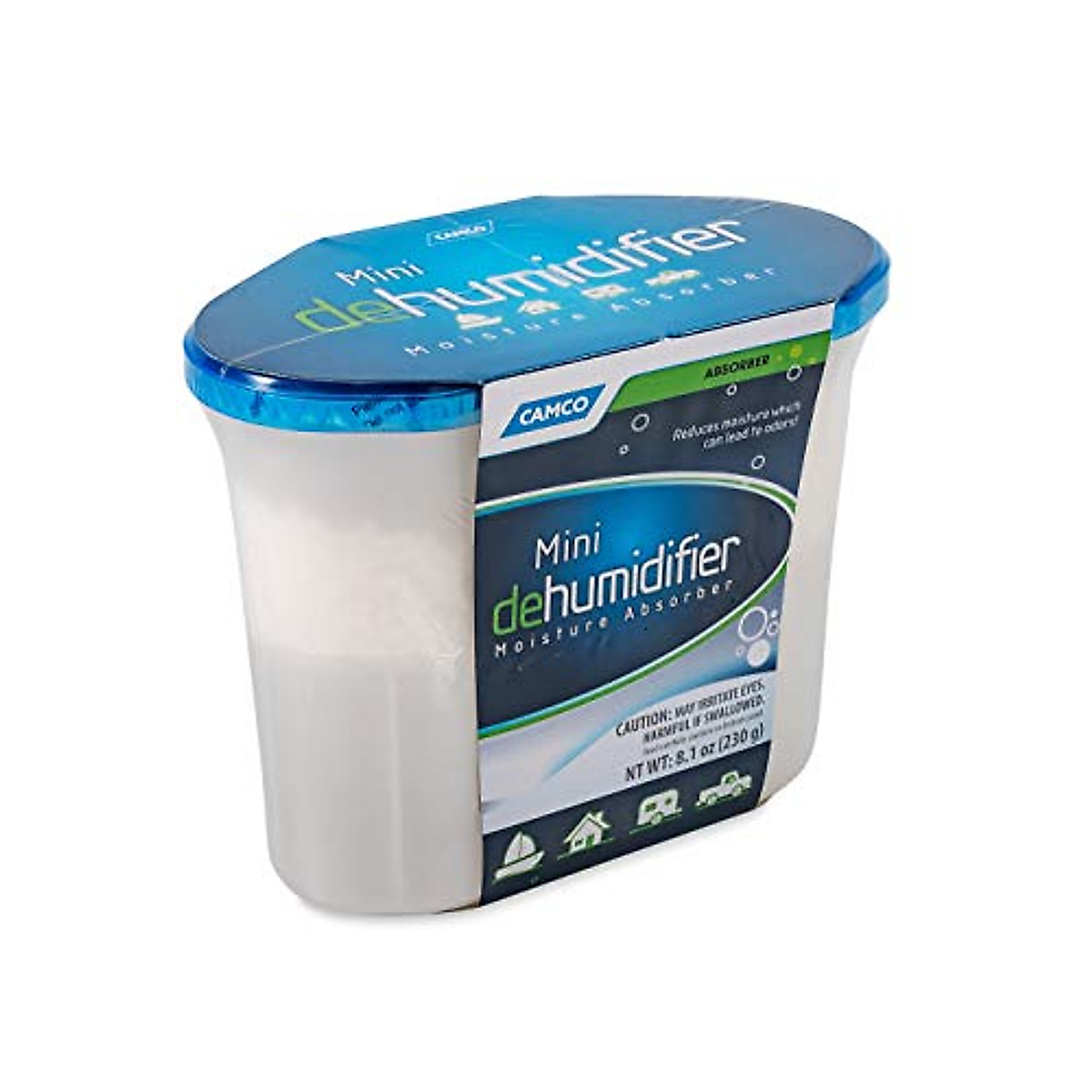 Camco 44195 Fragrance Free Miniature Dehumidifier - Compact Size, Absorbs Up to 3x Its Weight in Water. , White