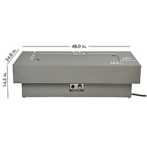 BAIDE HOME Outdoor Low Profile Fire Table, 48-inch Rectangle Propane Gas Fire Pit Table, 50,000 BTU Modern Firepit w/Lid, Fire Glass, Cover, Pre-Attached 10ft Propane Hose, Flint Gray