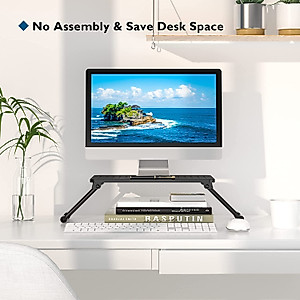 BONTEC 2 Pack Monitor Stand Riser, 4.72" High Monitor Stand for Desk, Computer Monitor Riser Stand with Mesh Platform for Laptop, Computer, iMac, PC up to 33LBS/15KG, Cable Ties Included