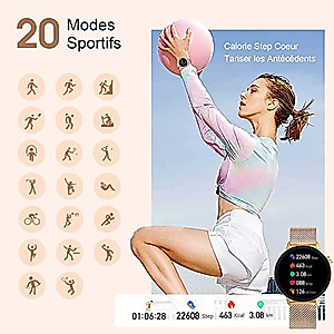 Smart Watches for Women Android Smartwatch for iPhone Compatible iOS Phones Call Recieve Text Heart Rate Blood Pressure Sleep Monitor Activity Tracker IP68 Waterproof