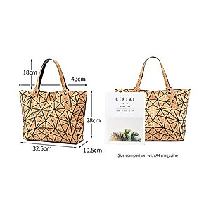 aolaso Geometric Tote Bag - Cork Handbag Top Handle Shopping Bag Shoulder Bag for Women & Girl Summer Beach Bag