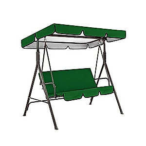 RNSUNH Replacement Canopy for Swing Patio Swing Canopy Replacement Top Cover & Seat Cover Waterproof 3 Seater Outdoor Swing Canopy Replacement Cover for Patio Swing Garden Swing Outdoor(Green)