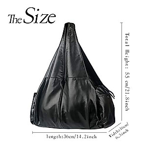 XMRSOY Handbag For Women,Large Slouchy Hobo Bag Soft Washed PU Leather Purse Amazing Multi Pocket Totes (Black)