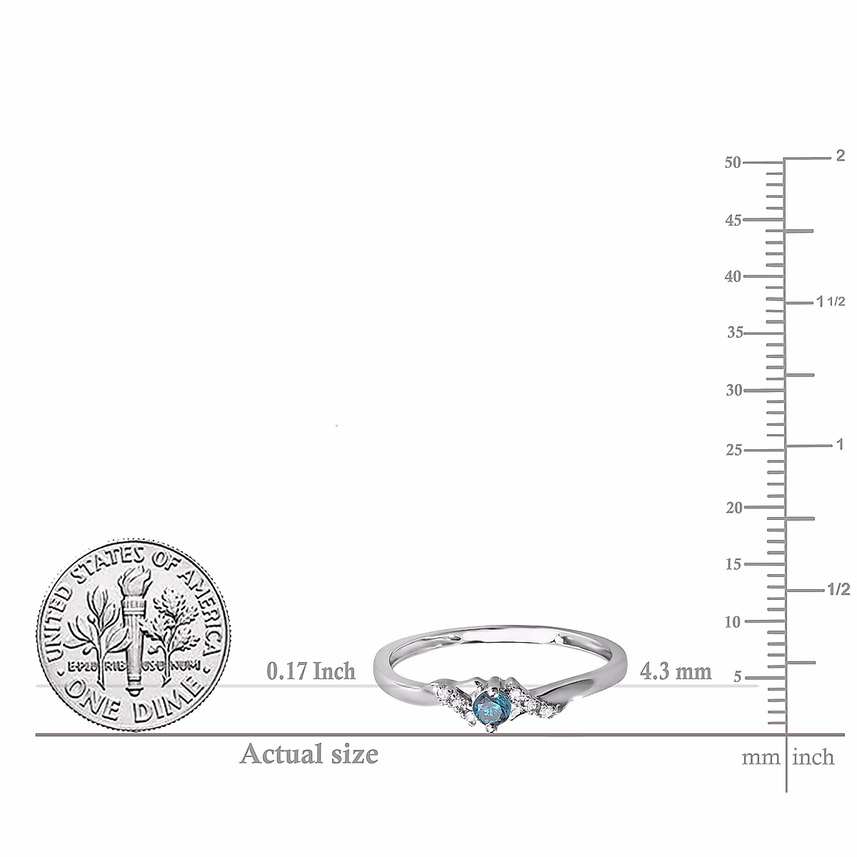 Dazzlingrock Collection 0.18 Carat (Ctw) 10k Round Blue And White Diamond Women Bridal Promise Engagement Ring, White Gold, Size 6