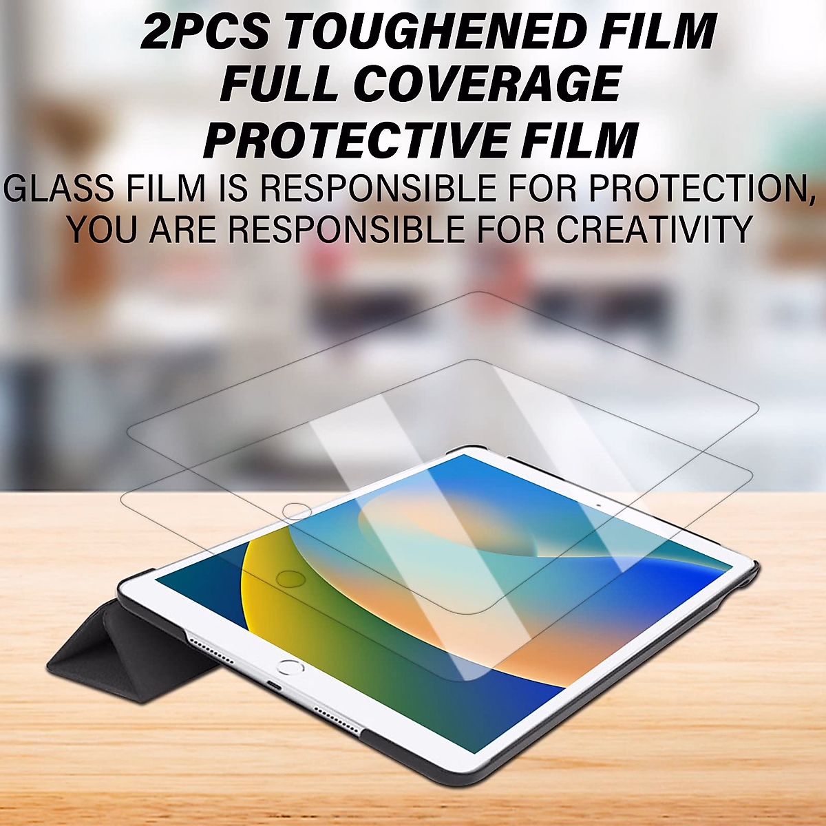 Deokke Compatible with iPad 9th /8th /7th Generation Case(2021/2020/2019) with 2Pcs Screen Protector and Hard Back iPad 10.2 inch Case,Auto Sleep/Wake Cover-Black Purple Leopard Cheetah