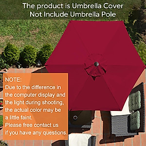 EliteShade USA 7.5FT Patio Umbrella Replacement Canopy Market Outdoor Umbrella Cover (CANOPY ONLY)(Burgundy)