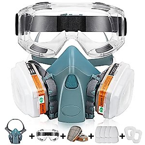 DADUMK Reusable Spray Paint Respirator, Welding Fume Half Face Cover Set for Paint, Dust, Chemical, Epoxy Paint, Woodworking and Organic Vapor Gas