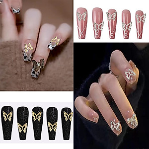 KACHIMOO Gold Butterfly Nail Charms,50 Pieces Nail Charms Nail Butterfly Charms for Acrylic Nails DIY Craft Nail Art Accessories (Gold)