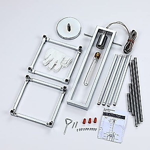 BUNKOS 1-Light Lantern Pendant Light in Chrome Finish, Geometric Hanging Light Fixture, 8" Farmhouse Chandelier for Kitchen Island Foyer Hallway, Adjustable Height, T10 Bulb Included