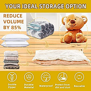 MOHAP Vacuum Storage Bags Space Saver Vacuum Seal Storage Bags with Hand Pump for Clothes, Comforters and Blankets - 12-Pack (3 Jumbo, 3 Large, 3 Medium, 3 Small)