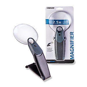 Carson FreeHand 2.5x LED Lighted Hand-Held or Hands-Free Magnifier with 5.5x Spot Lens (FH-25)