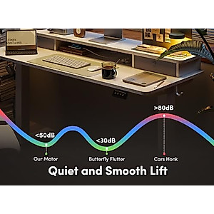 FEZIBO 55 x 24 Inch Height Adjustable Electric Standing Desk with Double Drawer, Stand Up Desk with Storage Shelf, Sit Stand Desk, White