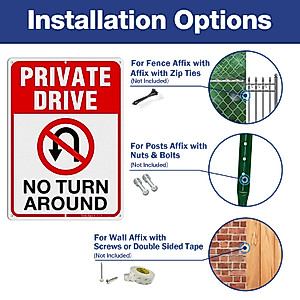 Private Drive Sign, No Turn Around Sign, Driveway Signs No Turnaround,14x10 In, Reflective,Rustfree Aluminum, Weather/Fade Resistant, Easy Mounting, Indoor/Outdoor Use