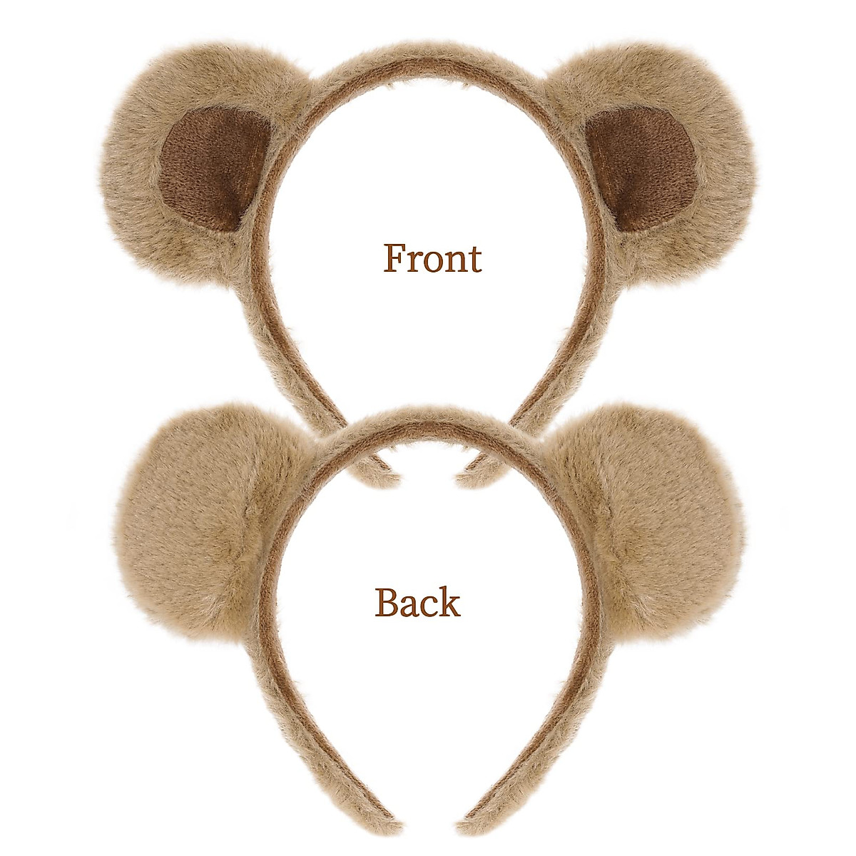 Hmxpls Bear Ears Headband Costume, Cute Animal Ears Headband for Party Cosplay Makeup Washing Face Costume (Brown)