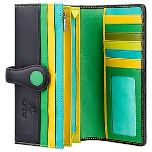 Visconti P2 Neptune Soft Womans' Leather Wallet/Purse with Polka Dots (Lily Pad)