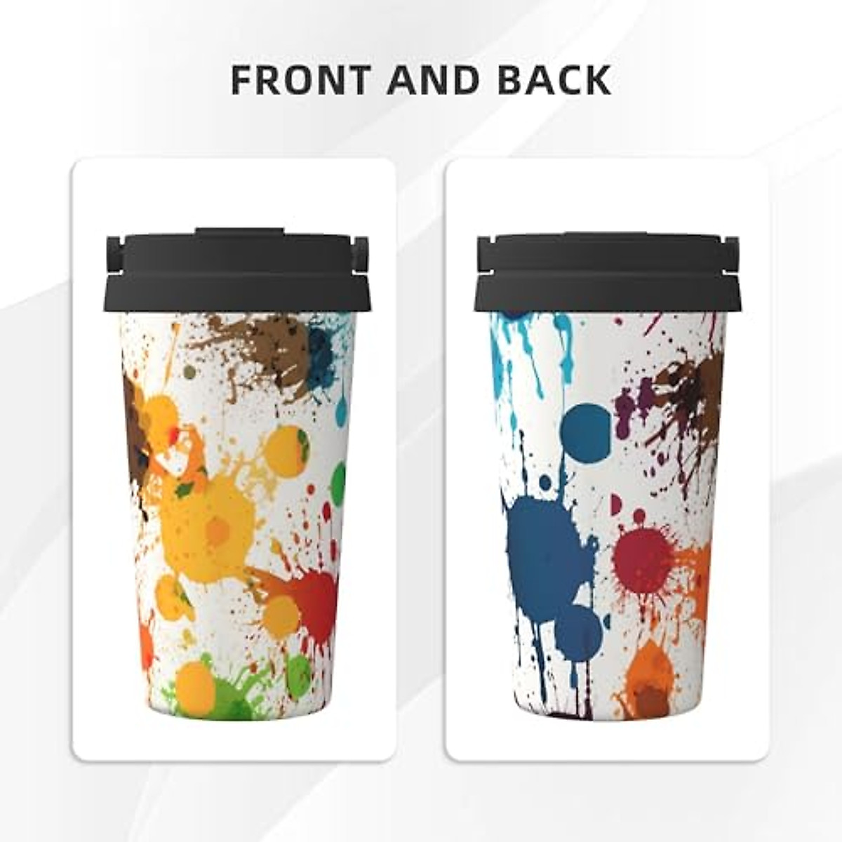 GTKSYNVE Reusable Coffee Mug with Lid and Handle, Abstract Paint Splashes Tumbler for Hot & Cold Drinks 16oz Stainless Steel Insulated Coffee Tumblers Double Wall Vacuum Thermal Cup