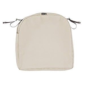 Classic Accessories Montlake FadeSafe Water-Resistant 20 x 20 x 2 Inch Contoured Patio Dining Seat Cushion, Antique Beige