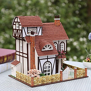 DIY Miniature Dollhouse Kit with Music Box Rylai 3D Puzzle Challenge for Adult Kids (Flower Town)