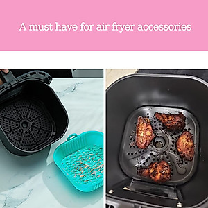 Air Fryer Silicone Liners 9 inch for 5 to 9 QT, 4 Pack Reusable Square Airfryer Basket Bowl Tray Insert Deep Fryer Parts&Accessories (4, 9 inch)