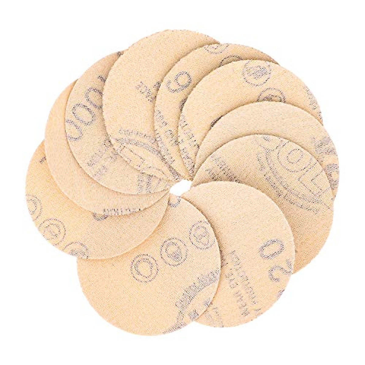 Dura-Gold Premium 2" Gold Hook & Loop Sanding Discs Variety Pack Box - 40, 60, 80, 120, 220, 320, 400, 600, 800, 1000 Grit (5 Sheets Each, 50 Total) & Drill Backing Plate, Automotive, Woodworking