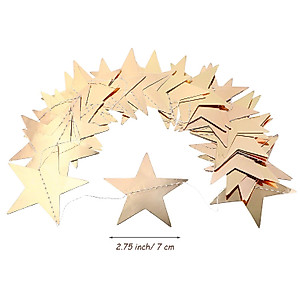 Patelai Glitter Star Garland Banner Decor, 130 Feet Bright Star Hanging Bunting Banner Backdrop for 2025 New Year Decor Graduation Wedding Birthday Christmas Party(Champagne Gold)