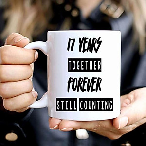 17 Years Together Forever Gifts - Gift for Couples on Grey Multicolor Unisex Sweat and 11 Oz White Ceramic Coffee Mug