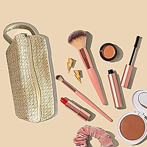 Aifong Womens Straw Clutch Bag Summer Beach Straw Clutch handbag Zipper Wristlet Bag for Women(Beige)