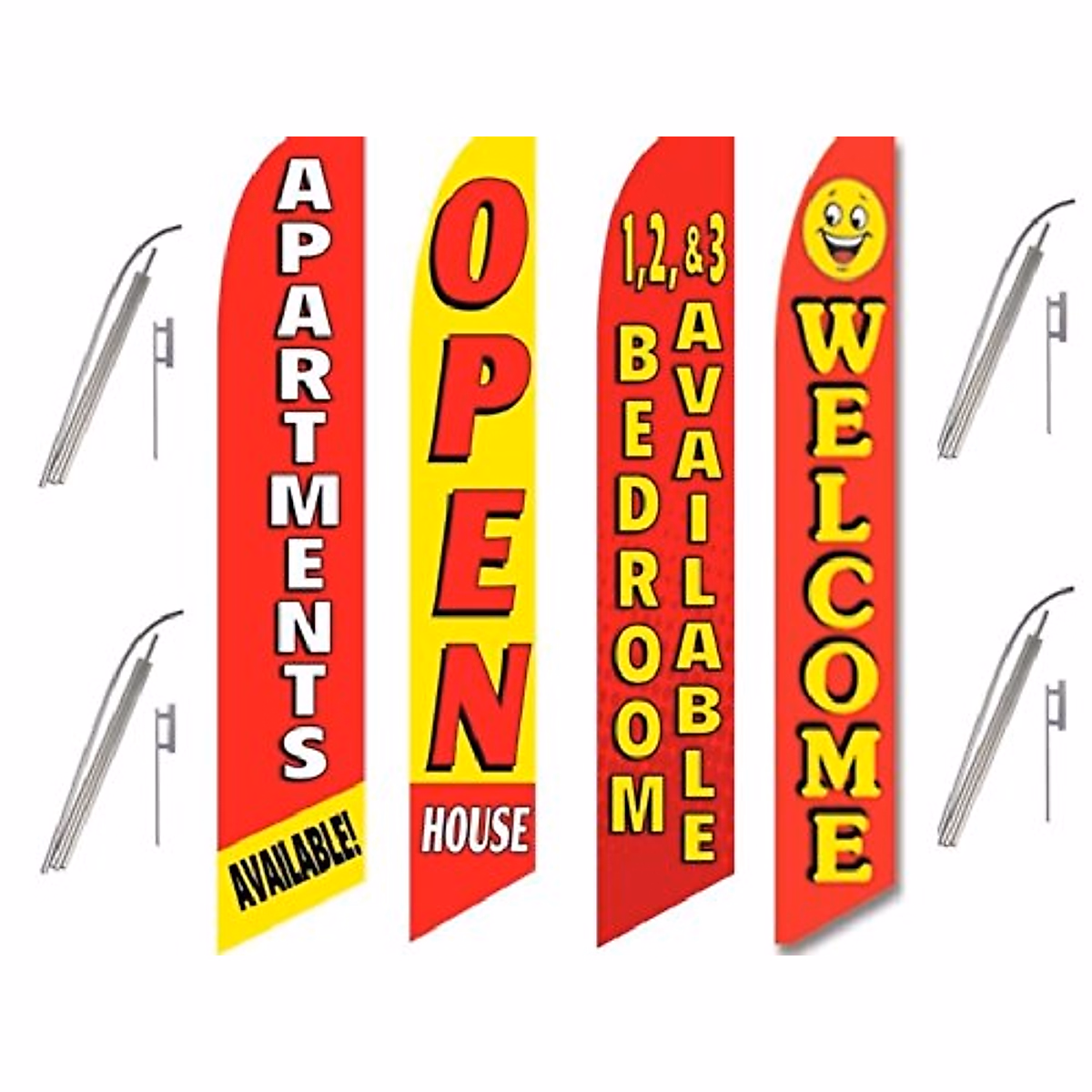 4 Swooper Flags & Pole Kits Apartment Available Rent Renting Open House Welcome
