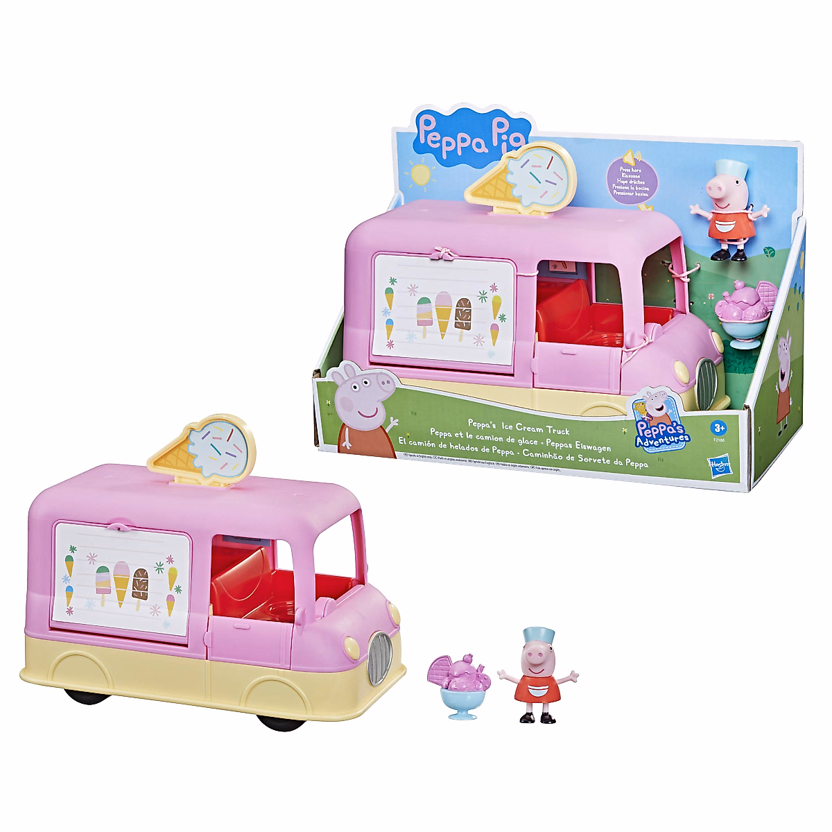 Peppa Pig Peppa’s Adventures Peppa’s Ice Cream Truck Vehicle Preschool Toy, Speech and Sounds, Peppa Figure and Accessory, Ages 3 and Up