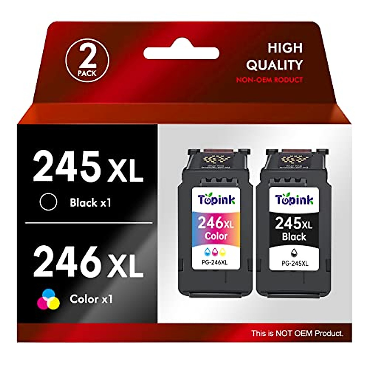 245XL 246XL Ink Cartridge Black Color Combo for Canon Ink Cartridges PG 245 and CL 246 Fit for Cannon MX490 MX492 MG2522 TS3100 TS3122 TS3300 TS3322 TS3320 TR4500 TR4520 TR4522 MG2500 Printer