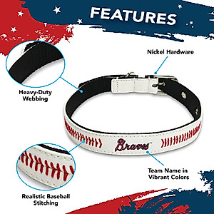 MLB Dog Collar Atlanta Braves New Signature PRO PVC-Leather Premium Pet Collars Extra Tough & Durable! Super Stylish! Size: Medium Adjustable 16-20" Length x 1" Width