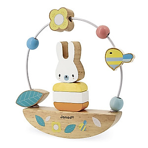 Janod - Pure Bead Maze and Rocking Rabbit - Ages 1+ - J05149, White